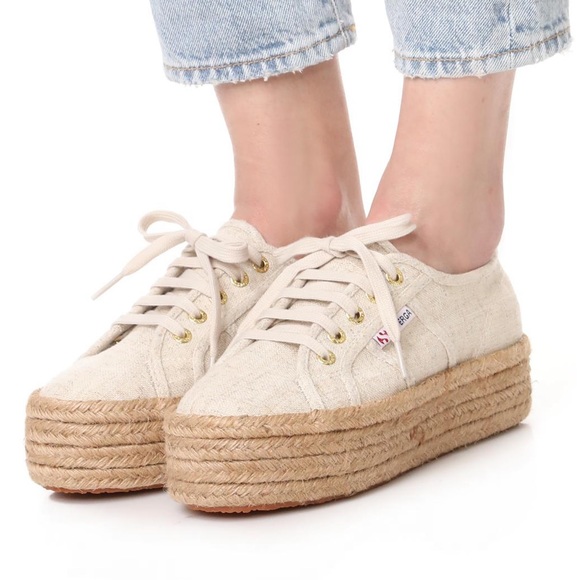 Superga | Shoes | Linen Supergas Espadrille Platform | Poshmark
